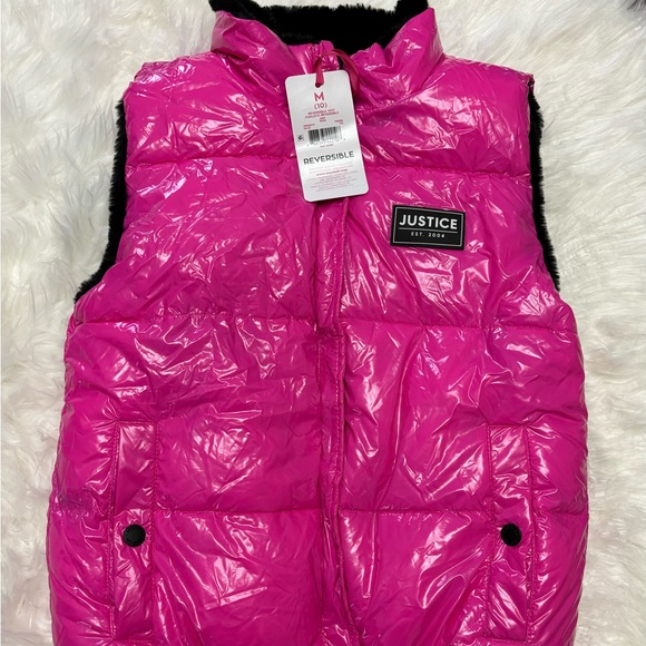 Justice | Jackets & Coats | Nwt Justice Pink Reversible Kids Vest ...